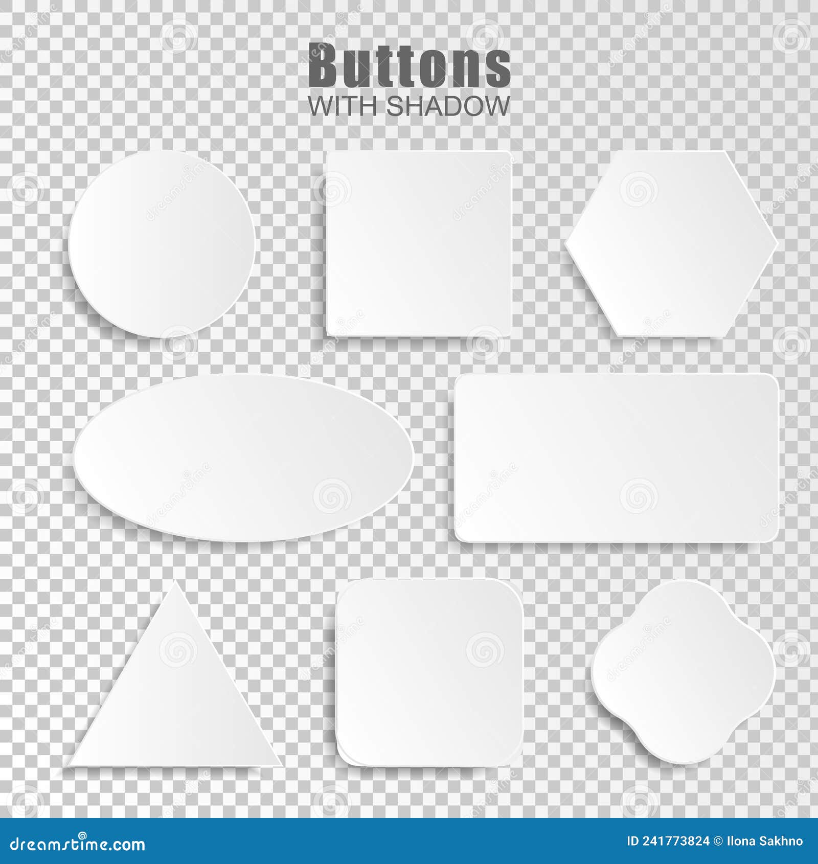 Vector White Blank Button Set. Round Square Rounded Buttons on a ...
