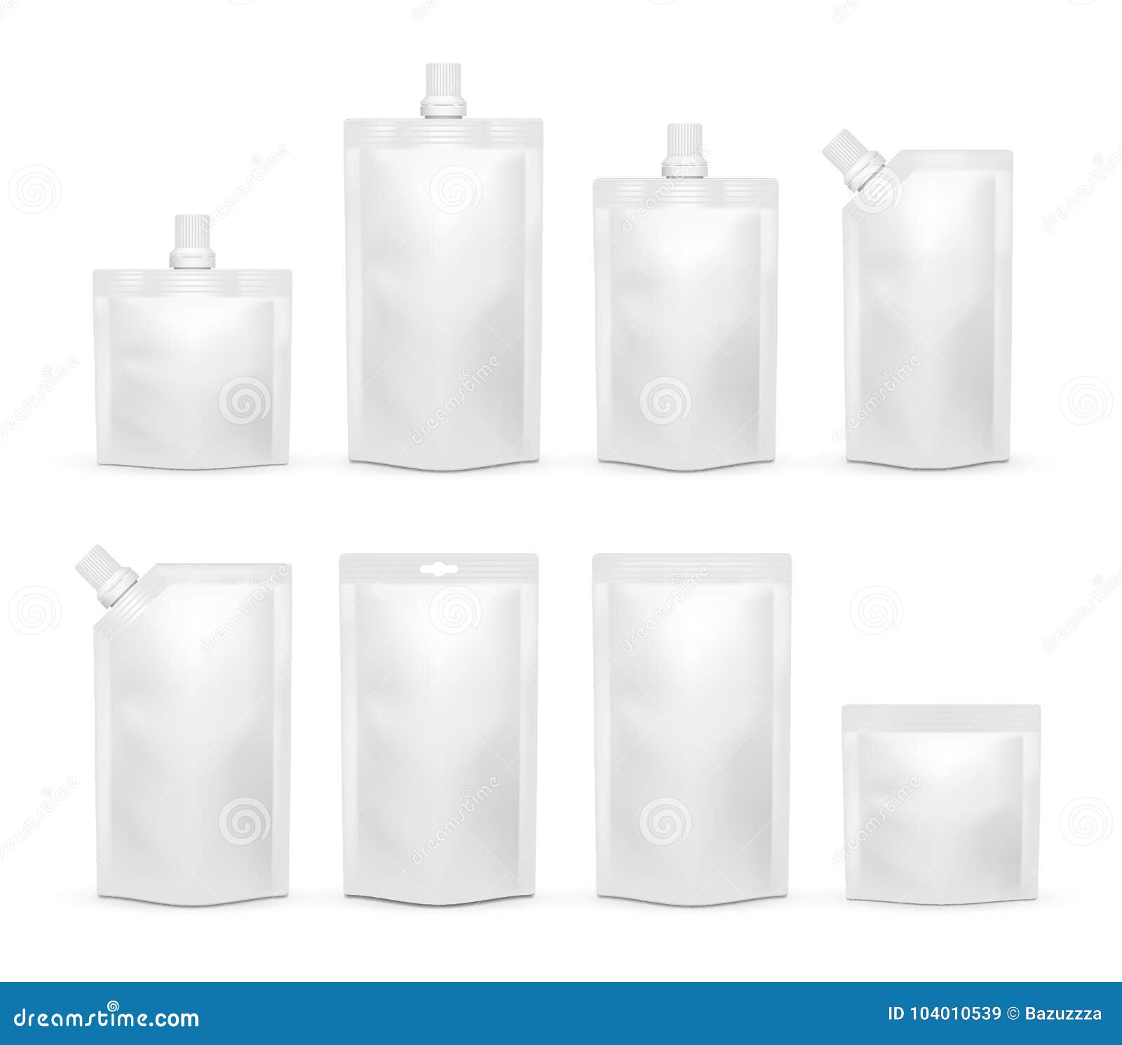Blank Doypack Set Vector. Realistic White Doy-pack Food Or Drink ...