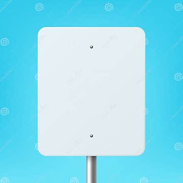 Vector White Blank Rectangular Road Sign Frame Icon Closeup on Blue ...