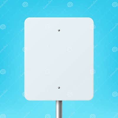 Vector White Blank Rectangular Road Sign Frame Icon Closeup on Blue ...