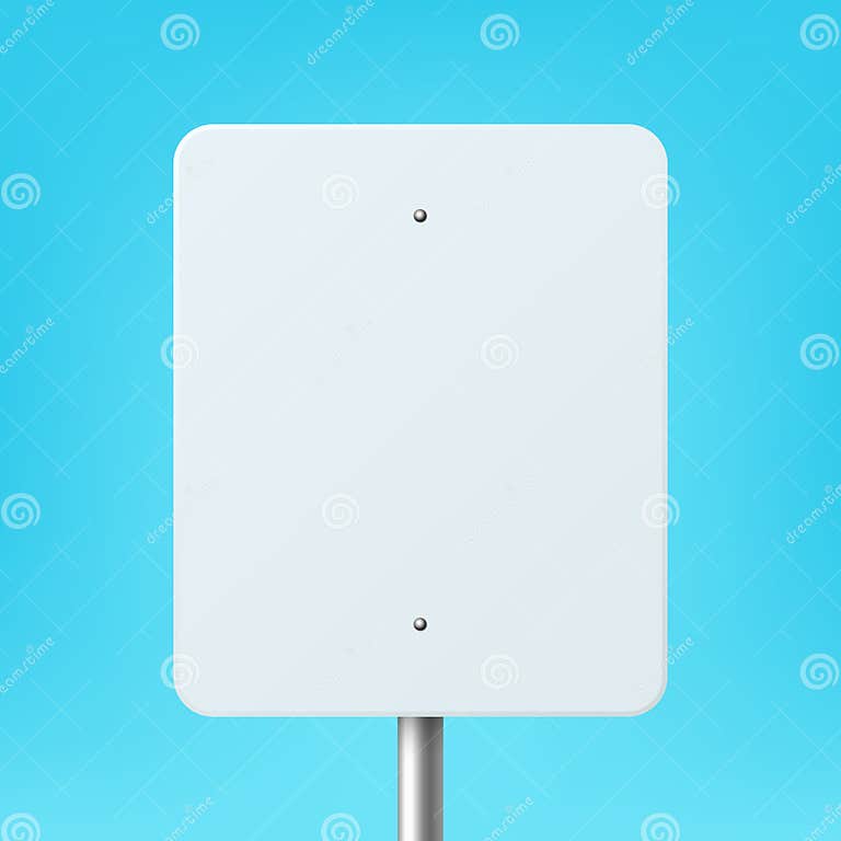 Vector White Blank Rectangular Road Sign Frame Icon Closeup on Blue ...