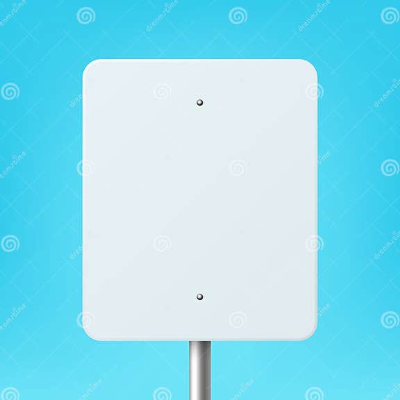 Vector White Blank Rectangular Road Sign Frame Icon Closeup on Blue ...