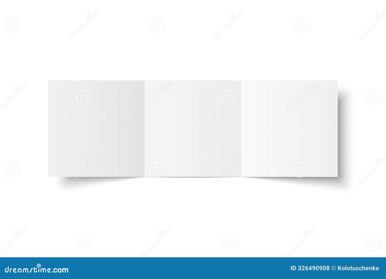 Vector White Blank Square Three Panel Roll Fold Opened on White ...