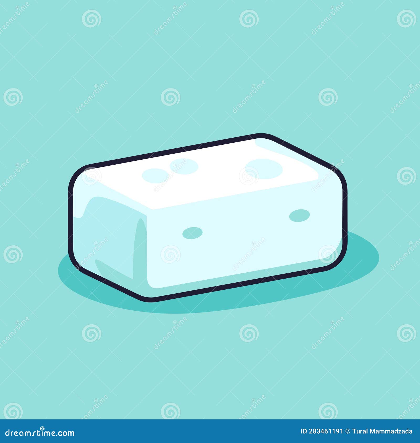Vector of a White Block of Cheese on a Green Surface Stock Vector ...