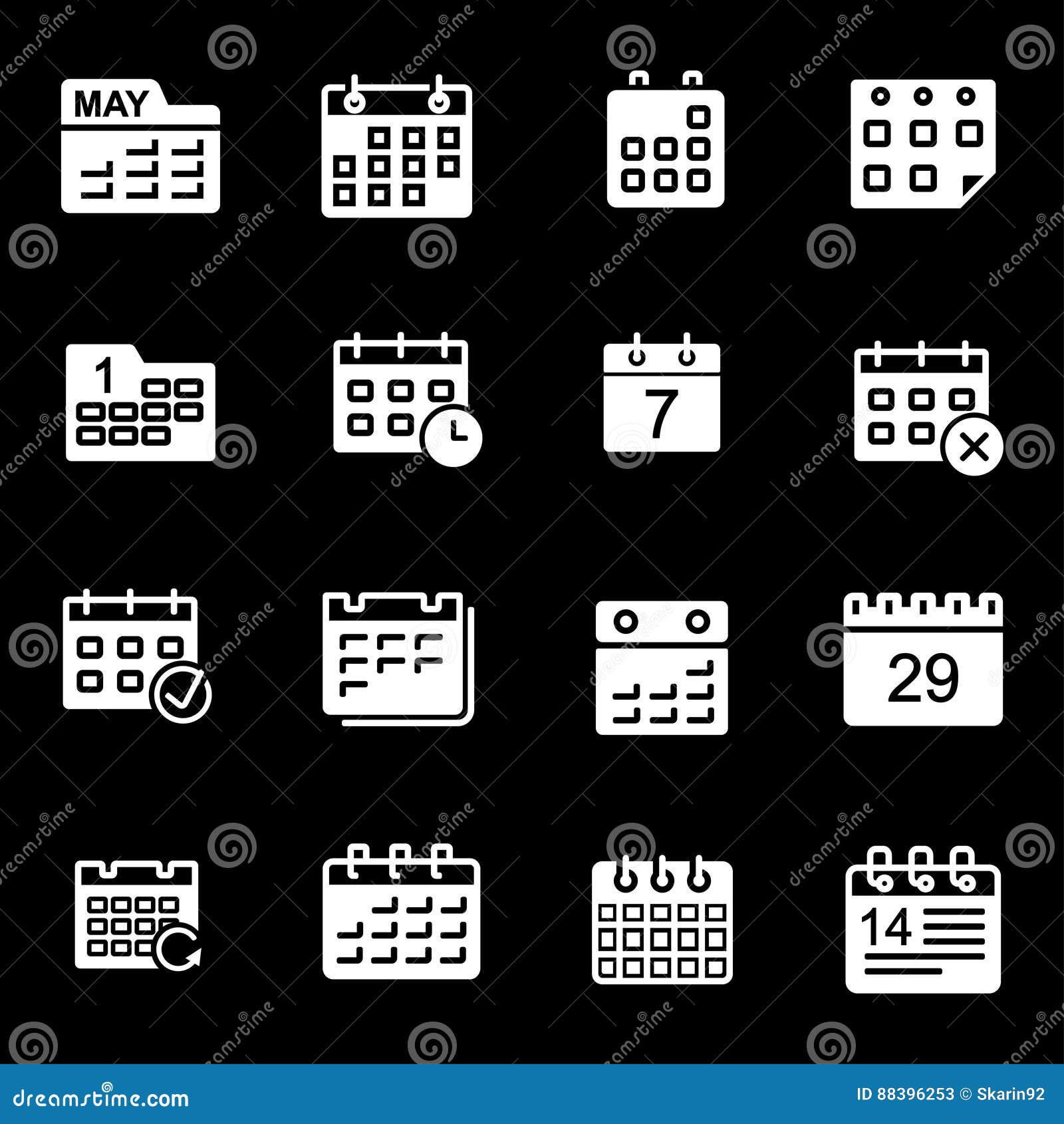 Vector White Calendar Icons Set Stock Vector - Illustration of sign ...