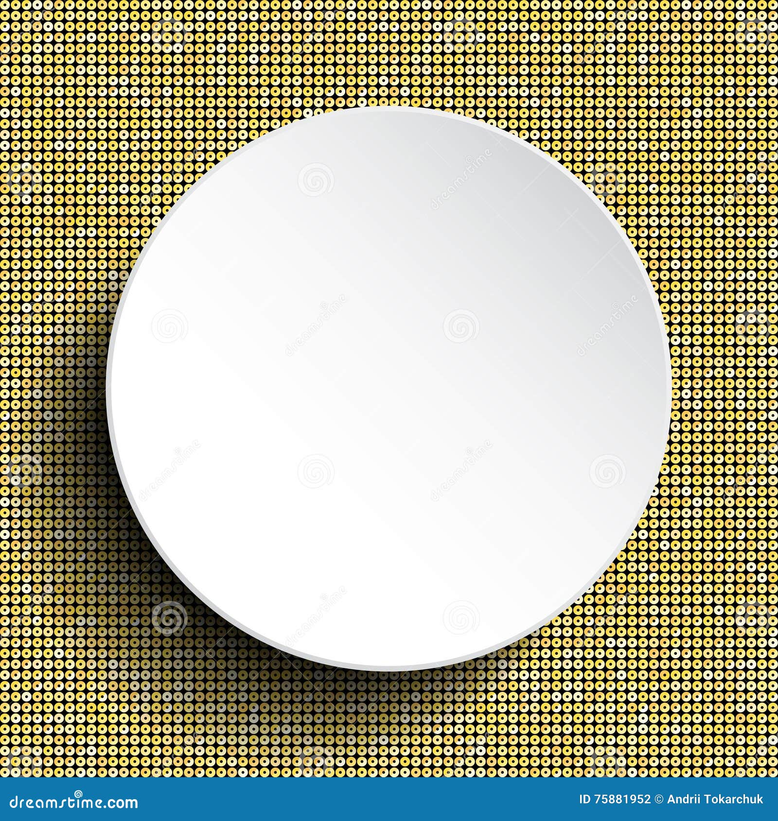 Vector White Circle Button on Shiny Gold Sequins. Stock Vector ...