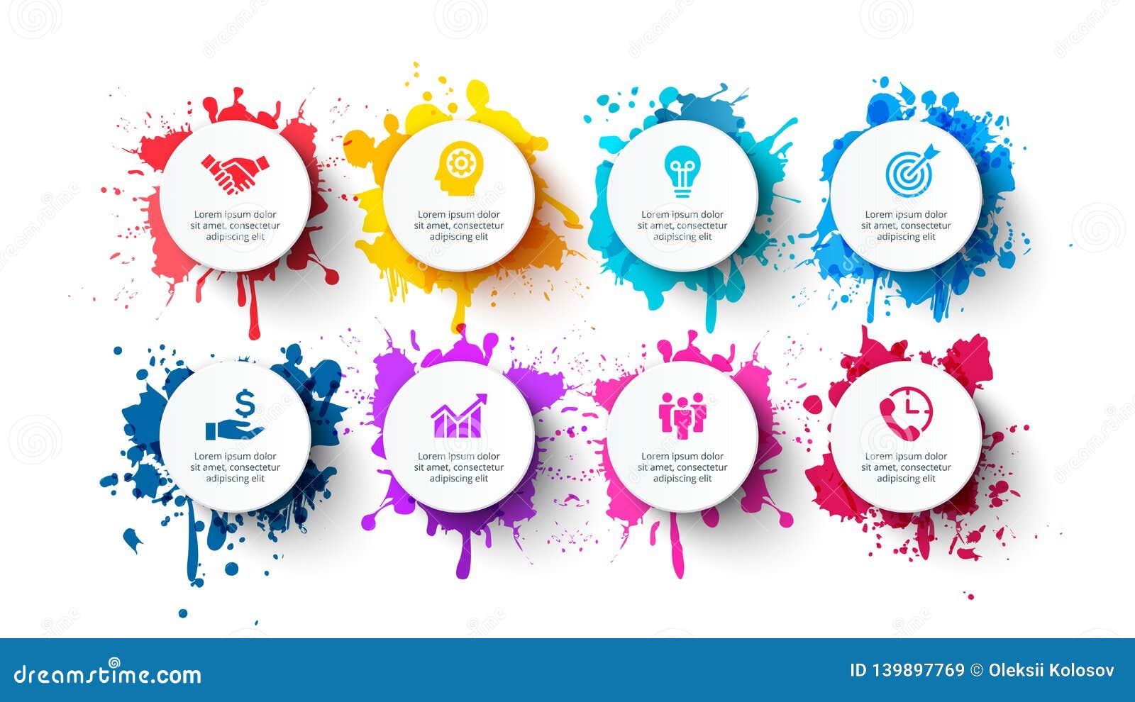 Vector White Circles with Splashes of Paints. Infographic Templates ...
