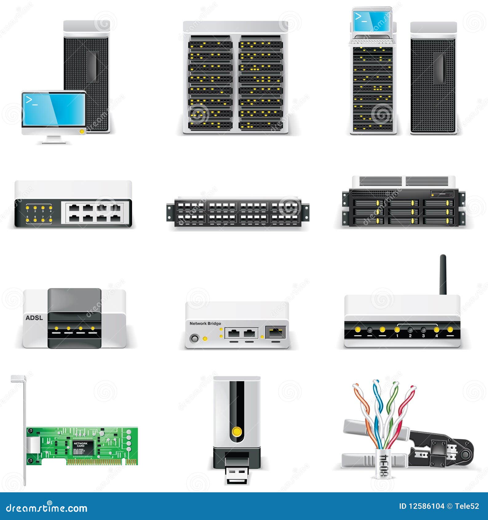 Vector White Computer Icon Set. Part 2. Networking Stock Vector ...
