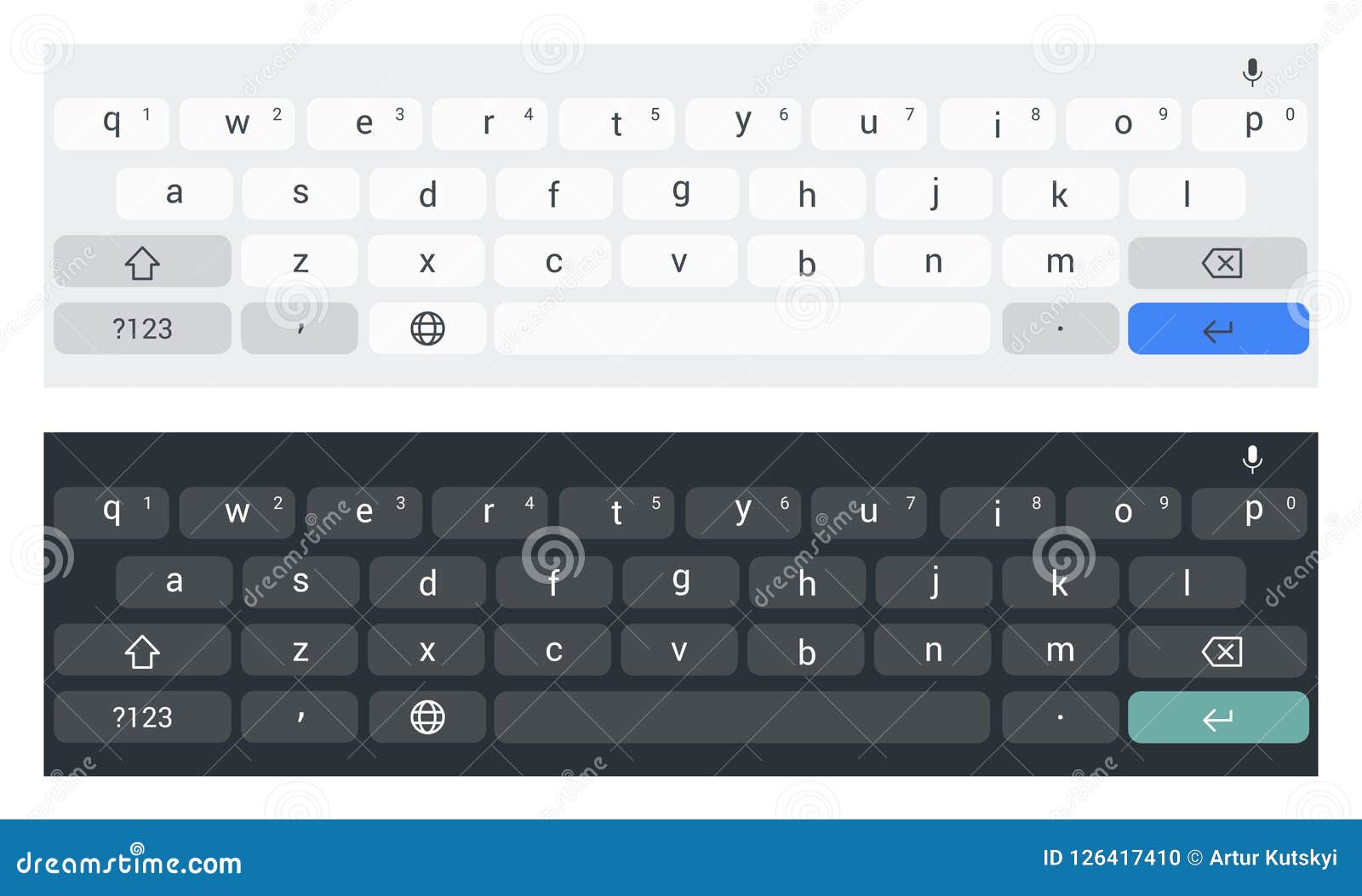 Vector White and Dark Horizontal Mobile Keyboard Template. Stock Vector ...