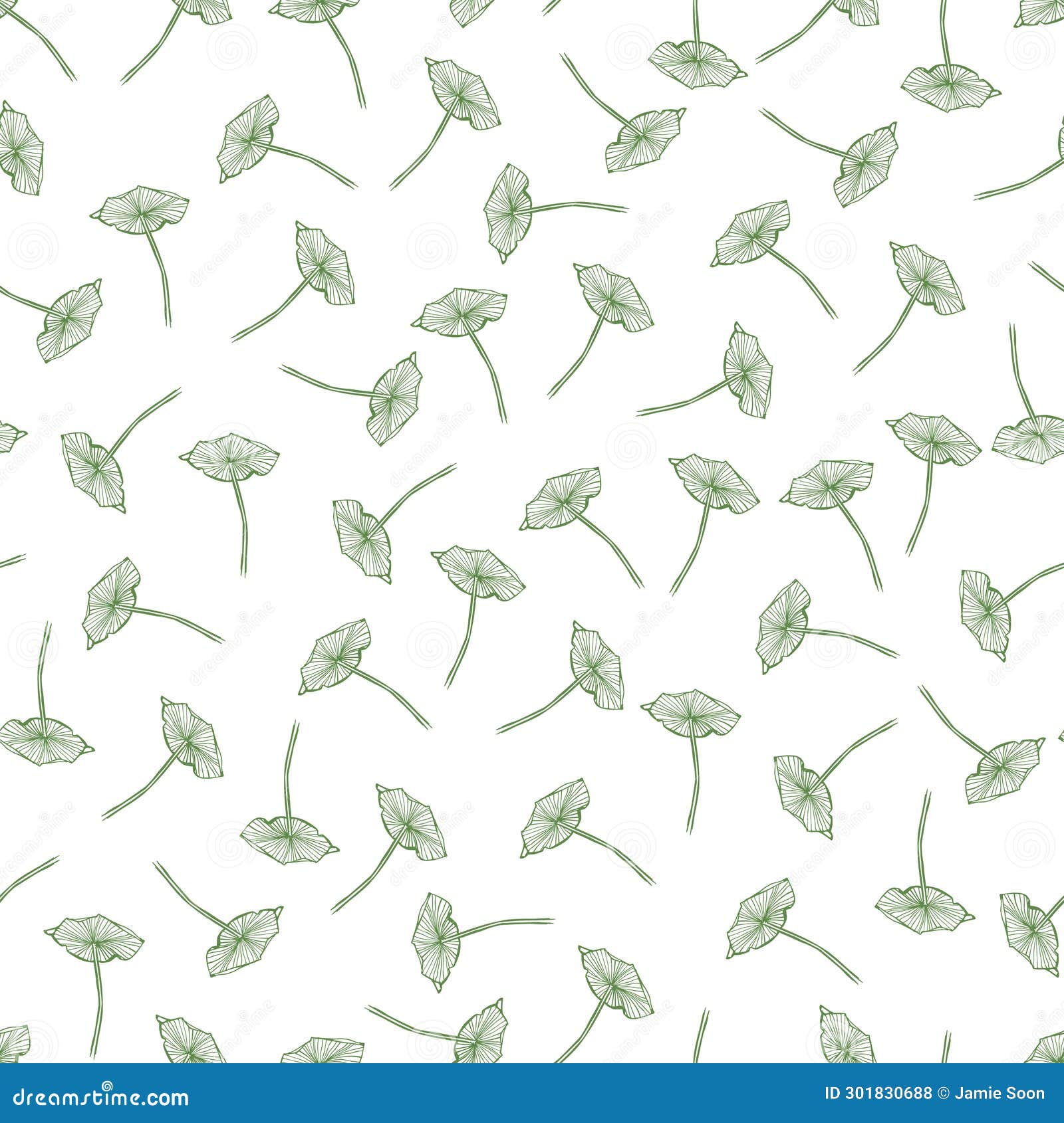 Vector White Delicate Seamless Pattern with Scattered Lotus Leaf and ...