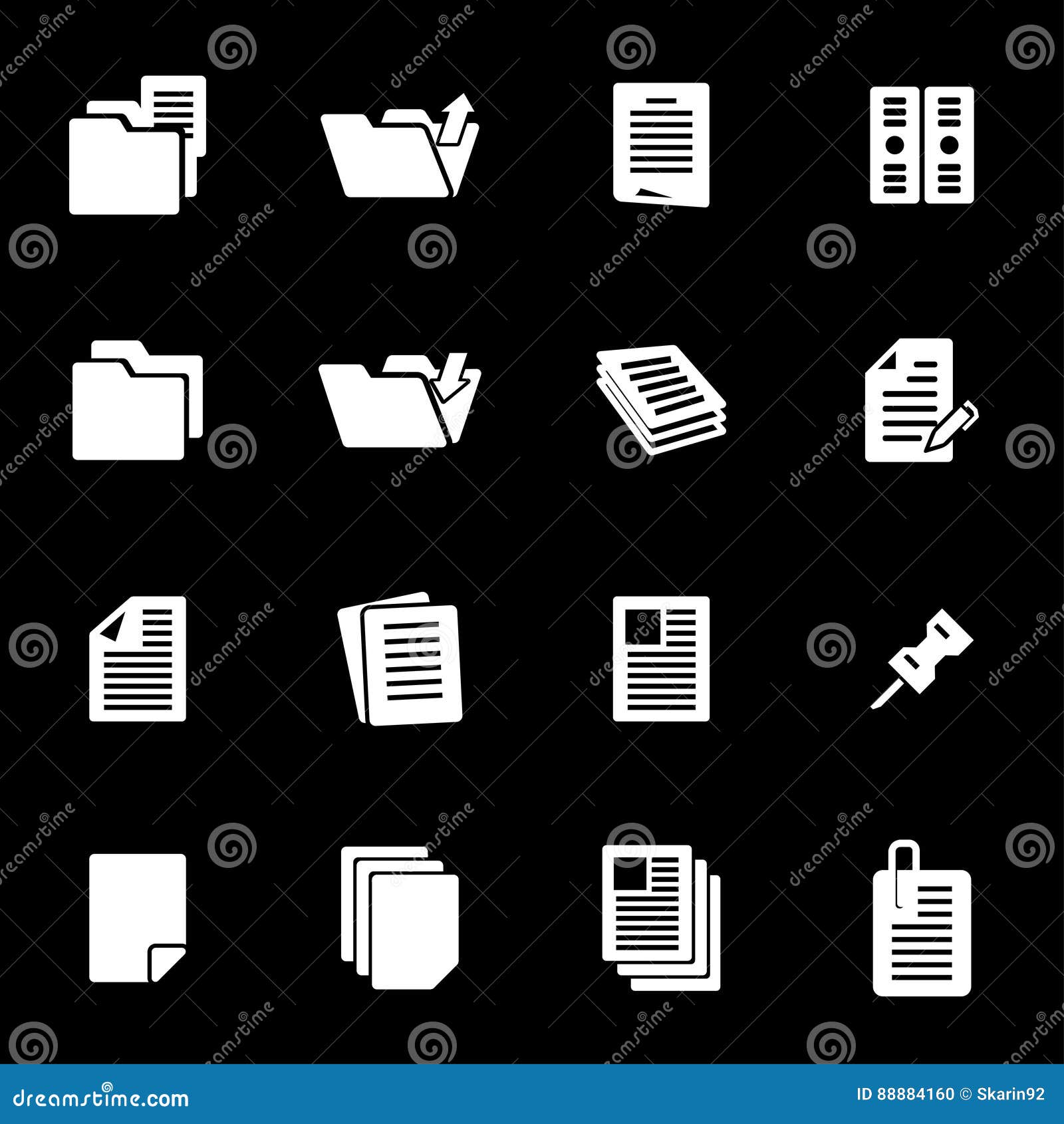 Vector White Document Icons Set Stock Illustration - Illustration of ...