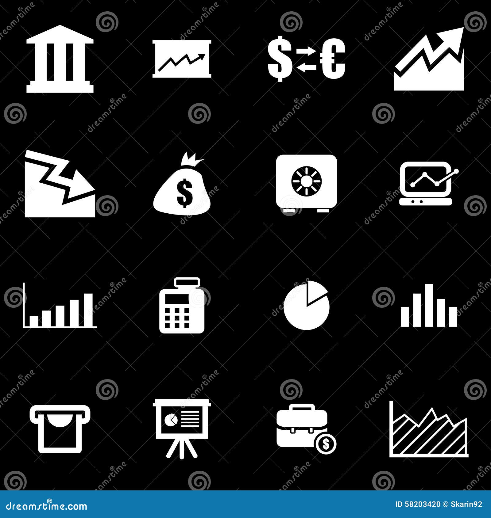 Vector White Economic Icon Set Stock Illustration - Illustration of ...