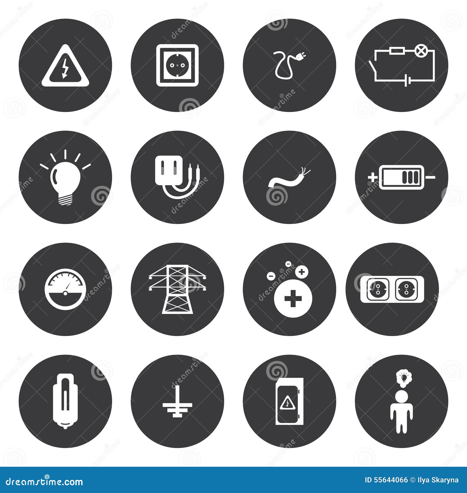 Vector White Electricity Icons Set Stock Vector - Illustration of icons ...