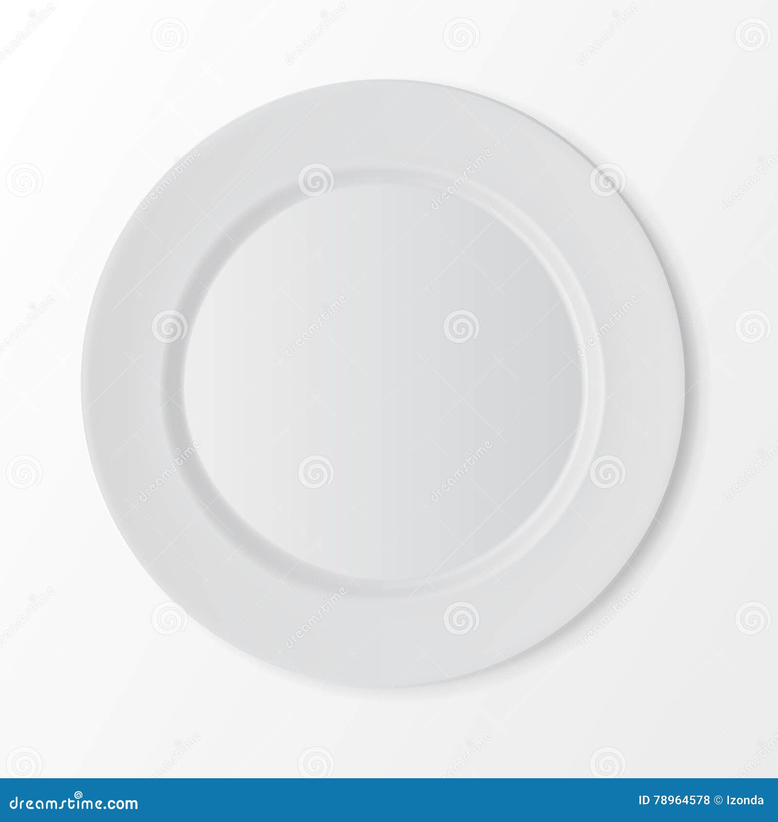 Vector White Flat Round Plate Top View Isolated on Background Stock ...