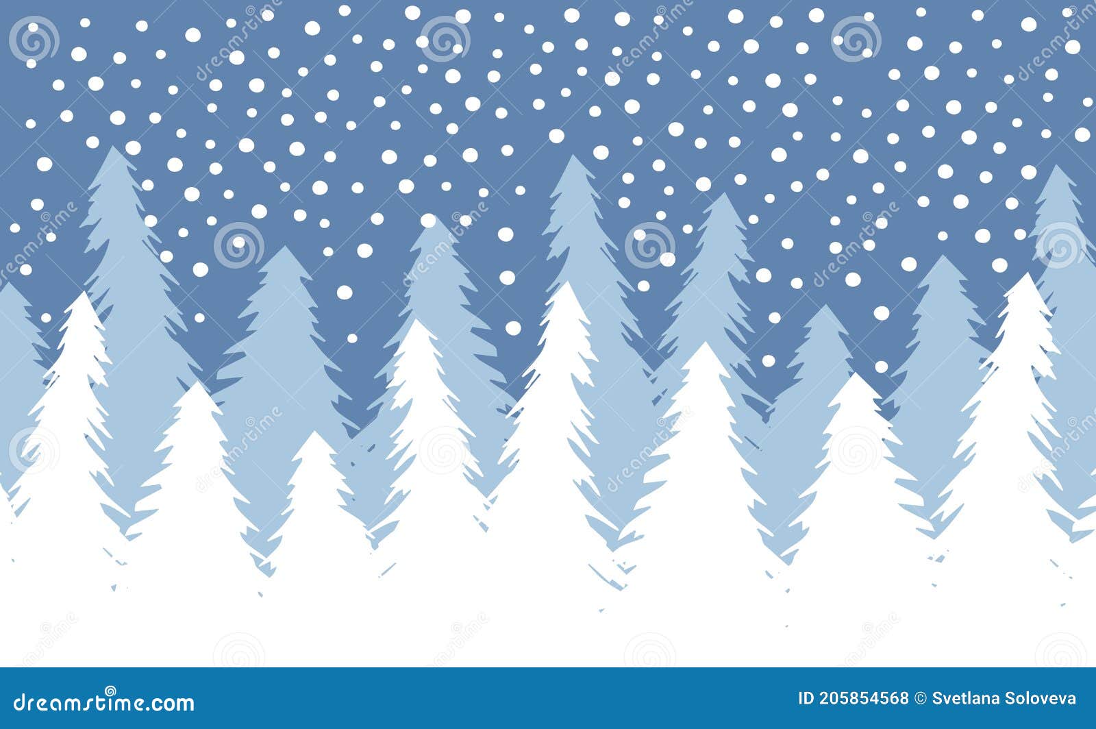 Vector White Flat Winter Spruce Tree Forest Stock Illustration ...