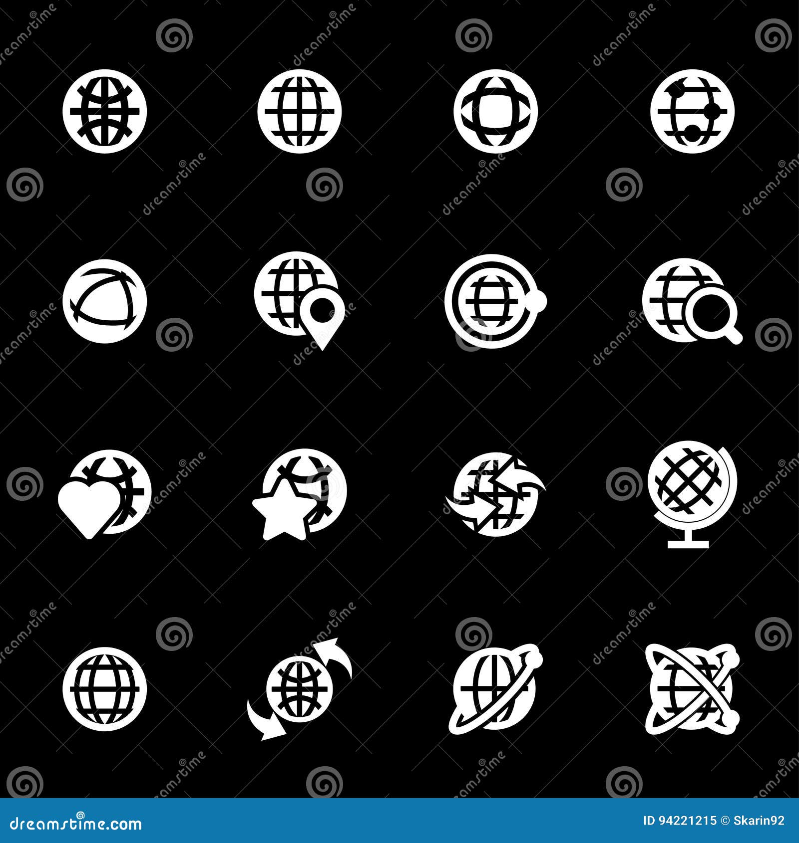 Vector White Globe Icons Set Stock Illustration - Illustration of ...