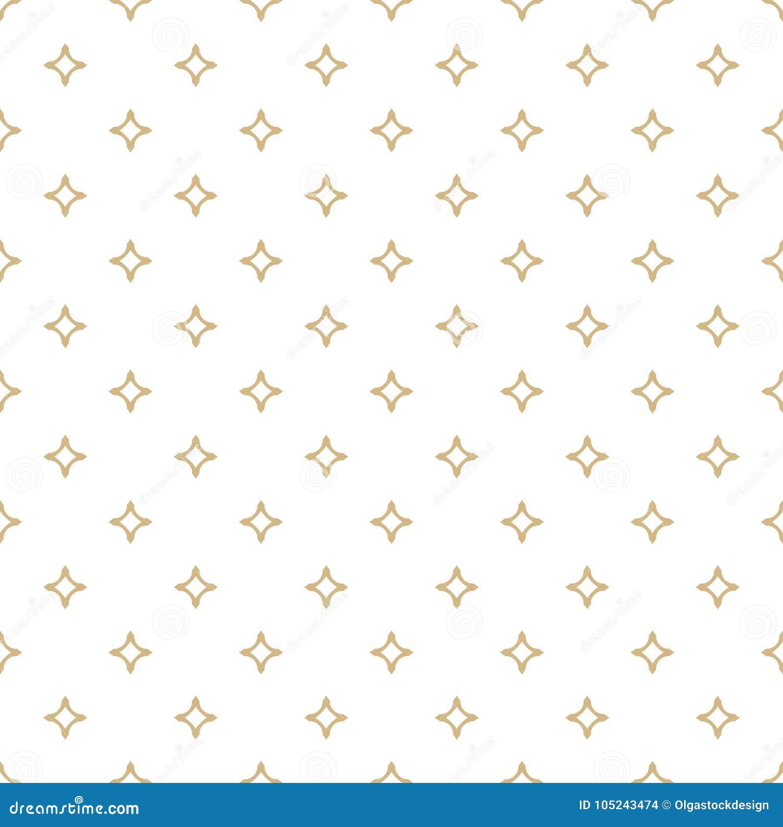 Vector White and Gold Ornamental Seamless Pattern with Diamonds. Stock ...