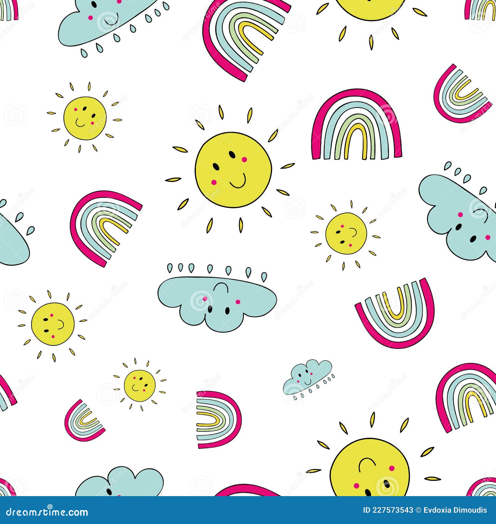 Vector White Happy Day Seamless Pattern Background Stock Vector ...
