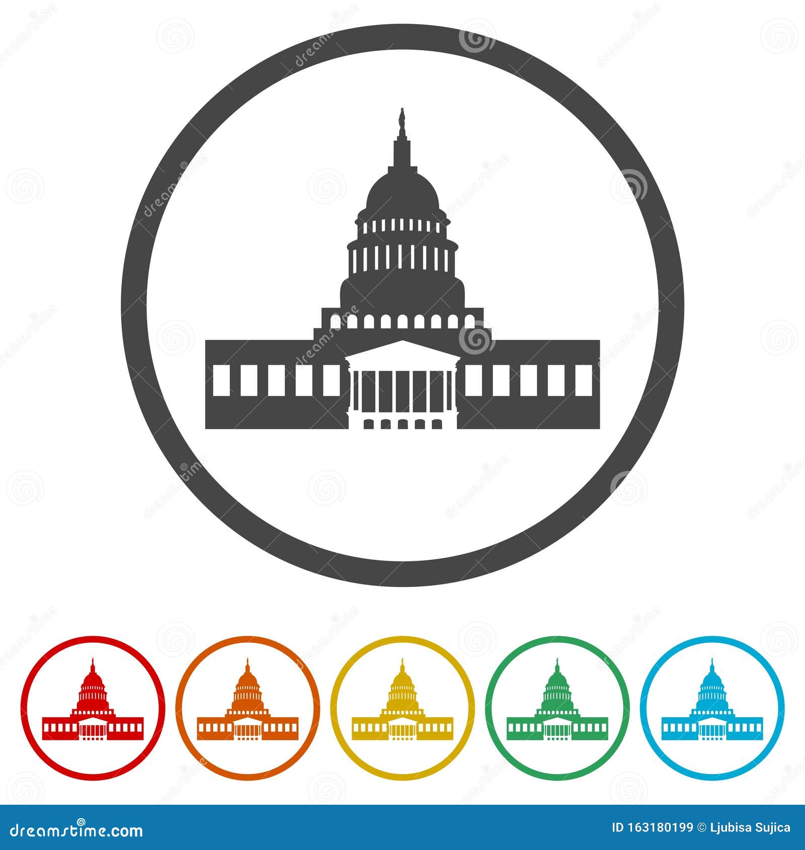 Vector White House Icons Set - Illustration Stock Vector - Illustration ...