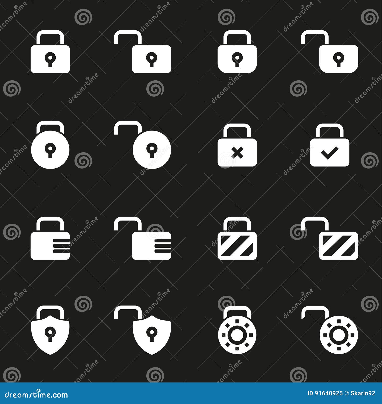 Vector White Locks Icons Set Stock Illustration - Illustration of ...
