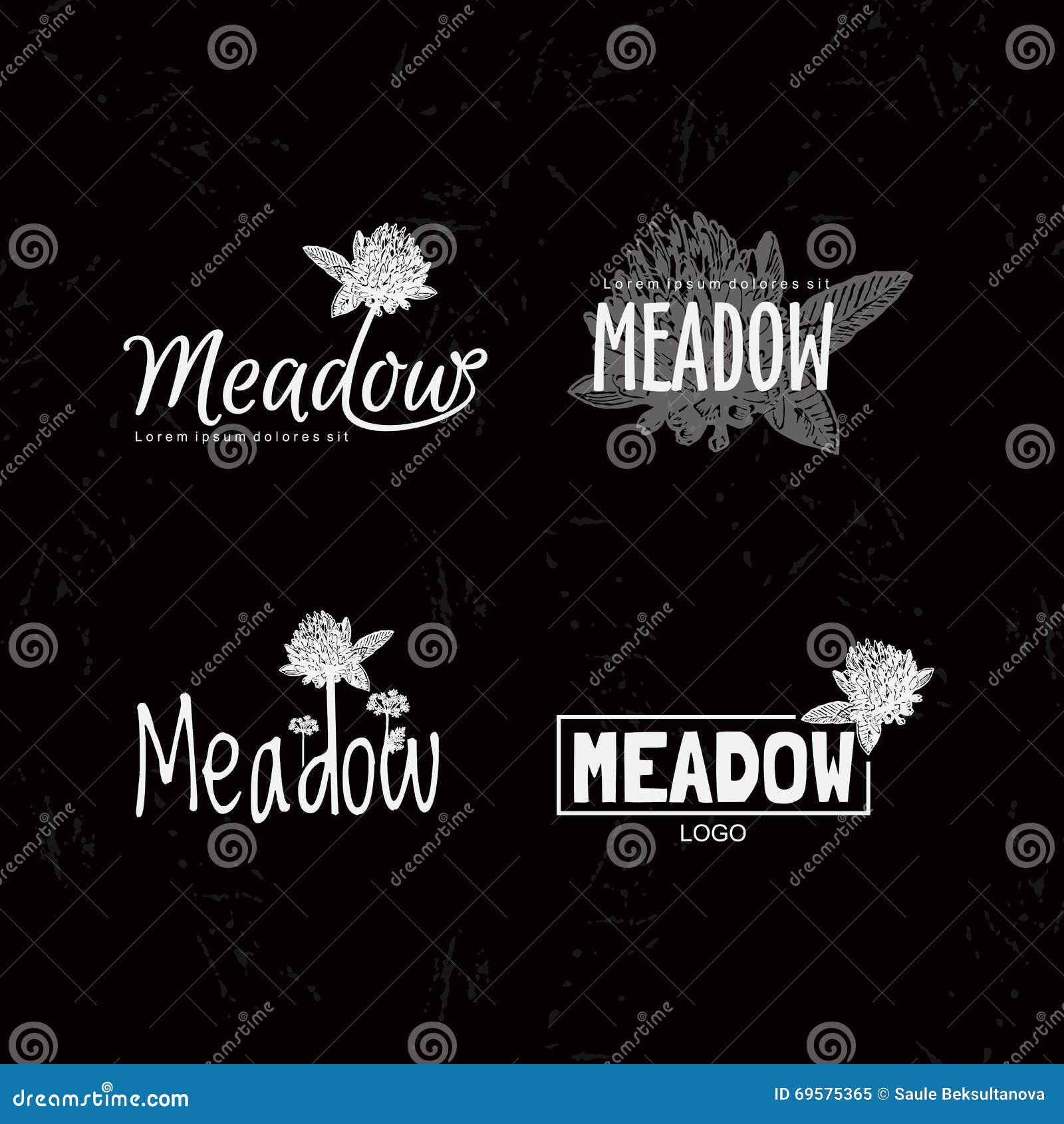 Vector White Logo Set with Clover. Stock Illustration - Illustration of ...