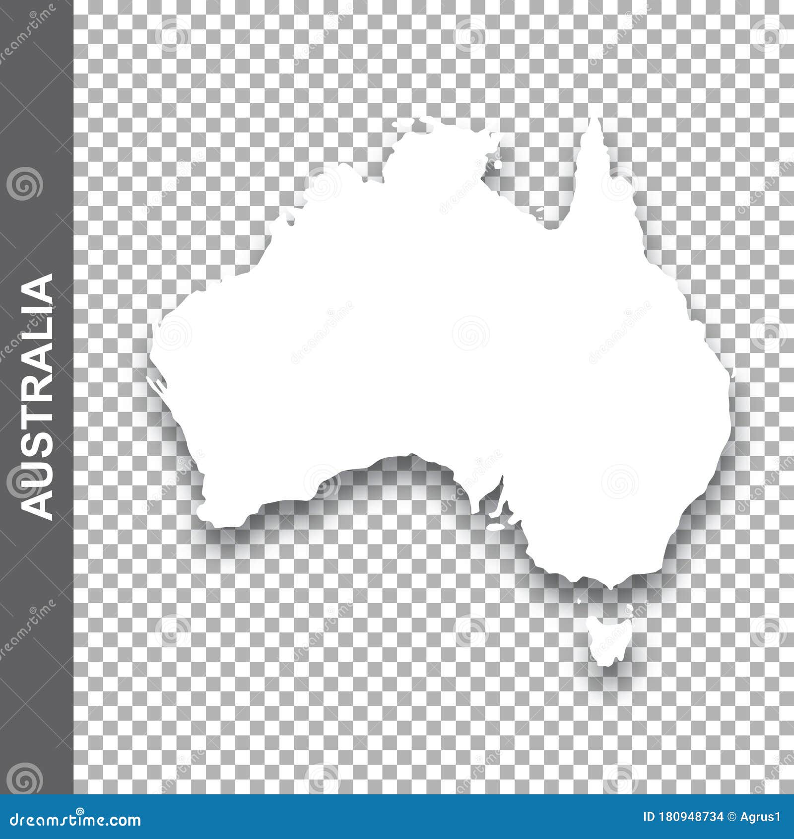 Vector White Map of Australia with Shadow on Transparent Background ...