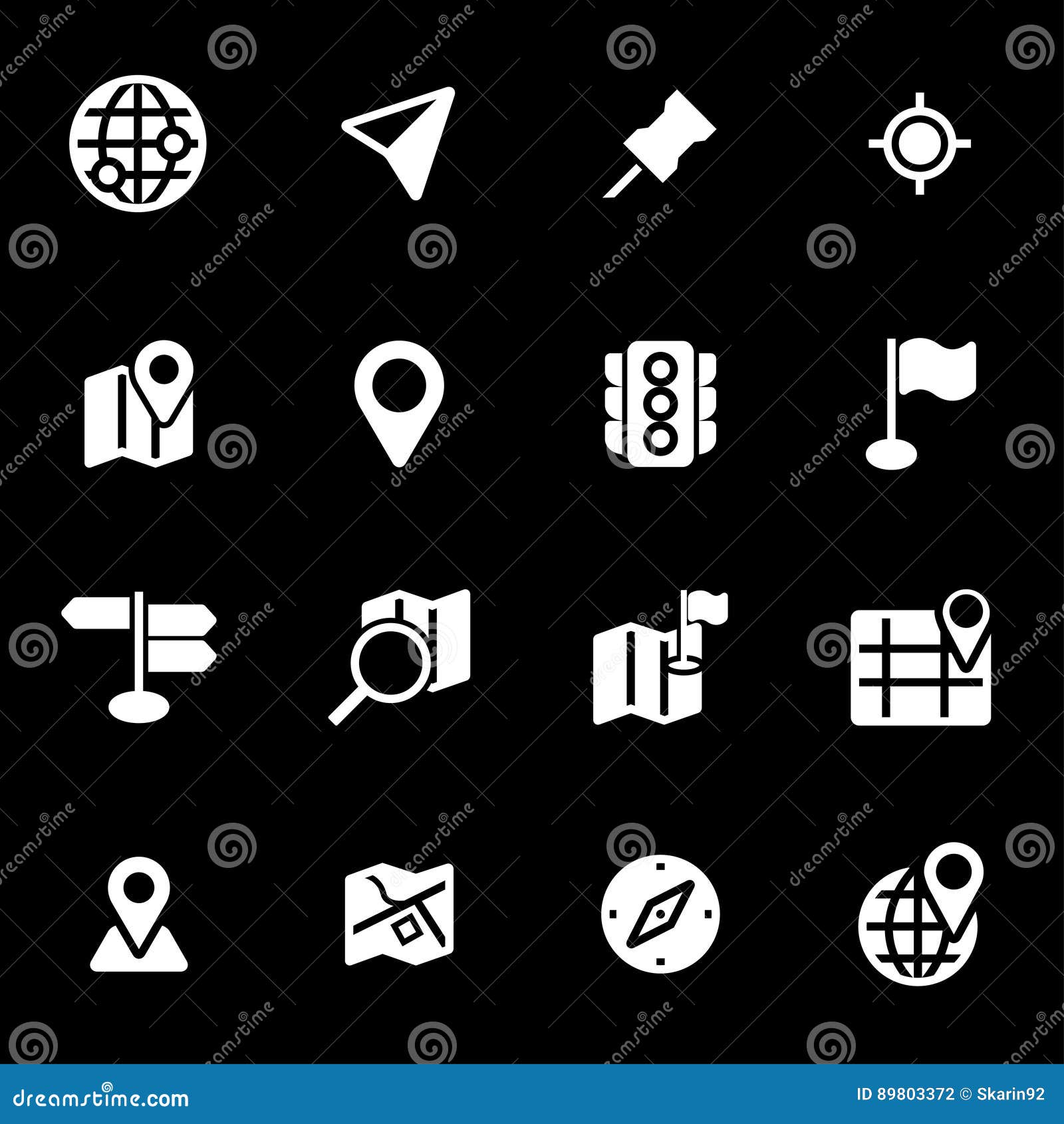 Vector white map icons set stock illustration. Illustration of journey ...