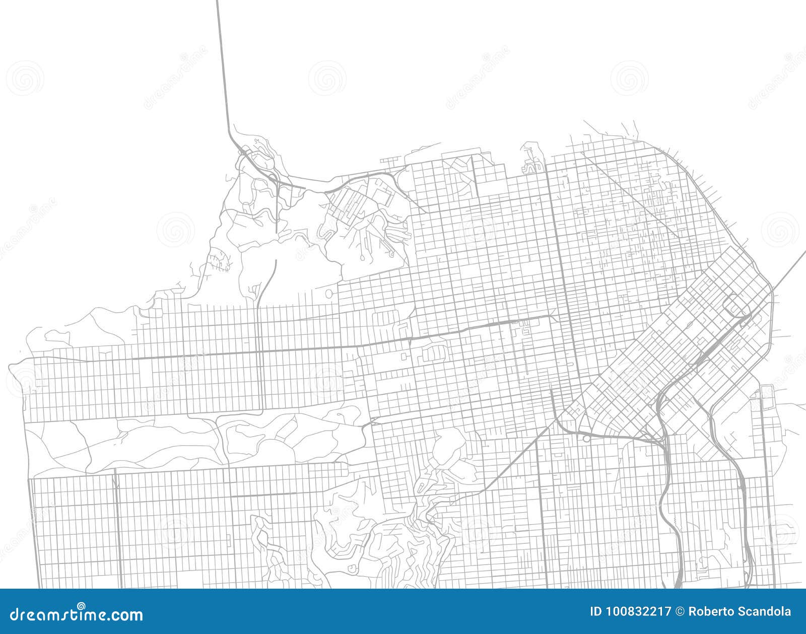 Vector White Map of San Francisco Stock Vector - Illustration of city ...