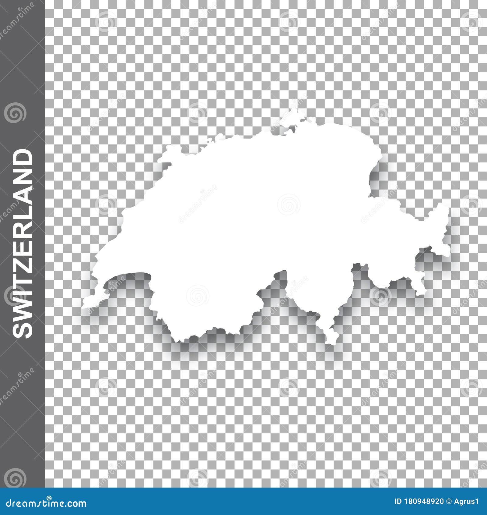 Vector White Map of Switzerland with Shadow on Transparent Background ...