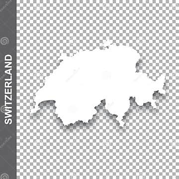 Vector White Map of Switzerland with Shadow on Transparent Background ...