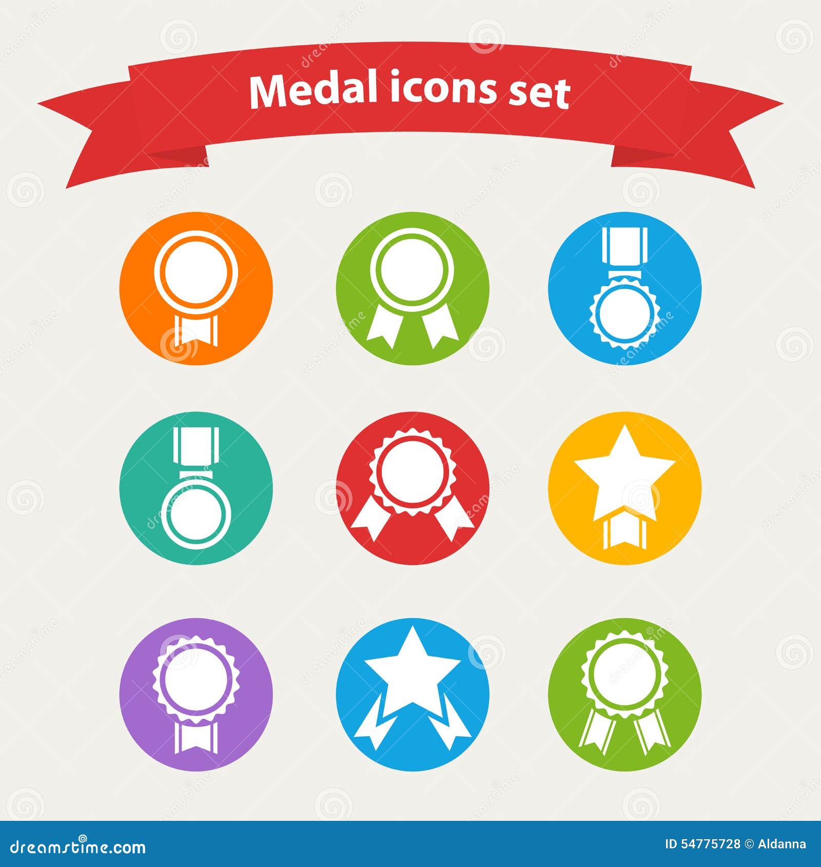 Vector White Medal,award Icons Set Stock Vector - Illustration of metal ...