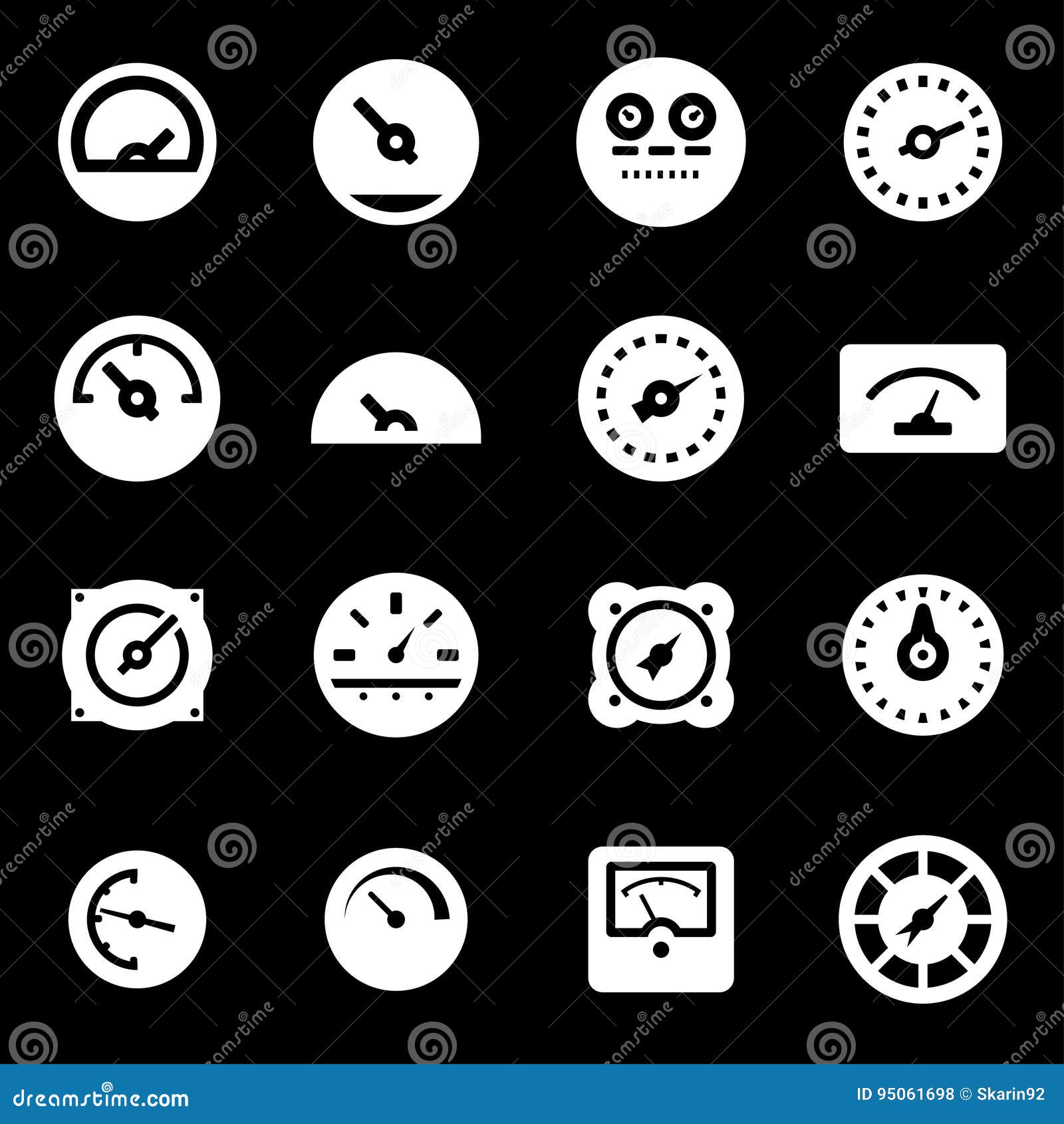 Meter Icons, Symbols Of Speedometers, Manometers Vector Illustration ...