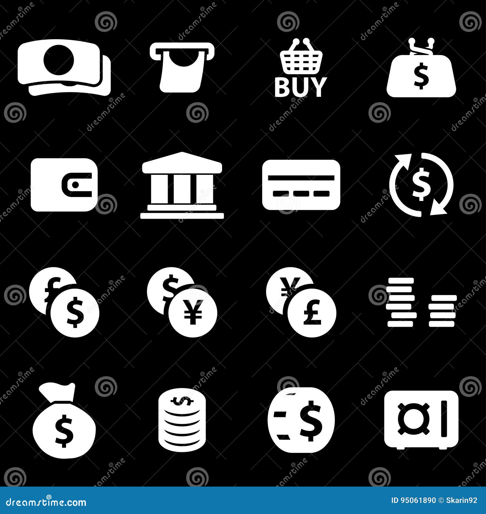 Vector White Money Icons Set Stock Illustration - Illustration of icon ...