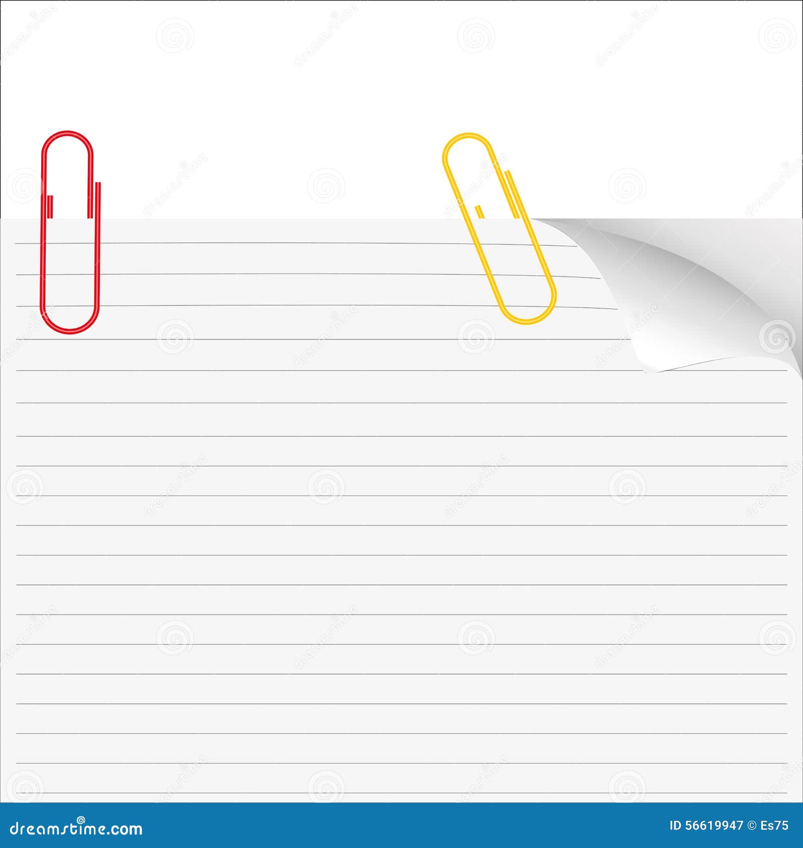 Vector White Note Paper with Paperclip Stock Illustration ...