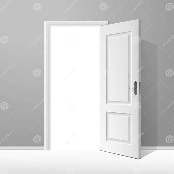 Vector White Open Door with Frame Stock Vector - Illustration of closed ...