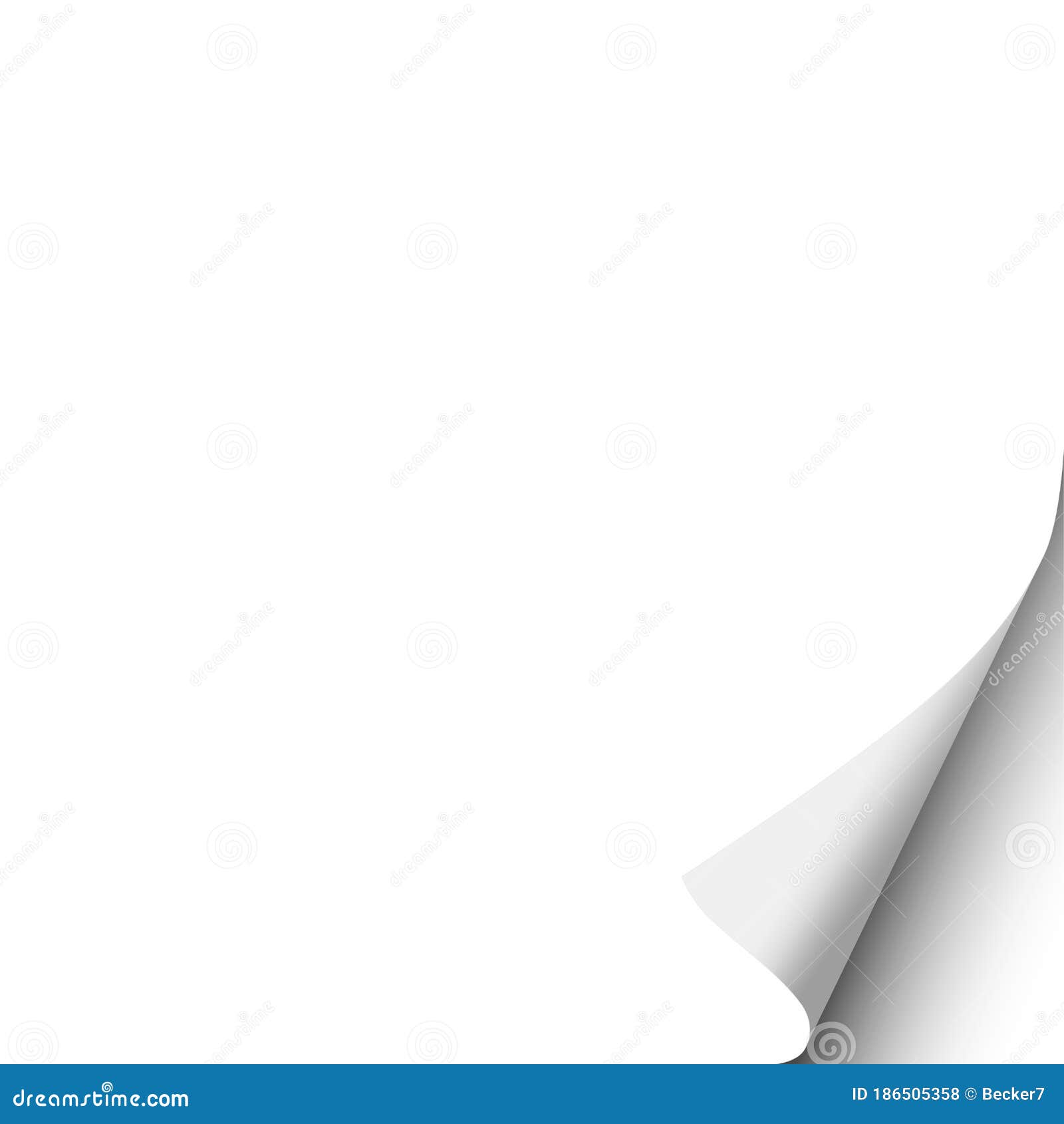 Vector White Paper with Curled Lower Right Corner and Soft Shadow ...