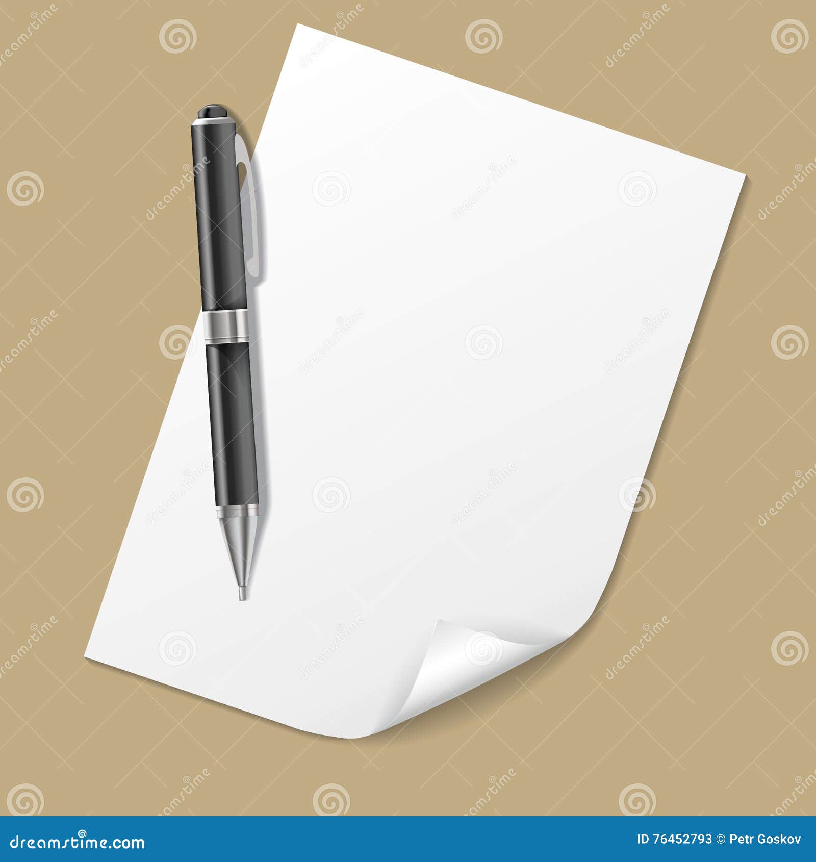 Vector White Paper with Pen Stock Illustration - Illustration of blank ...