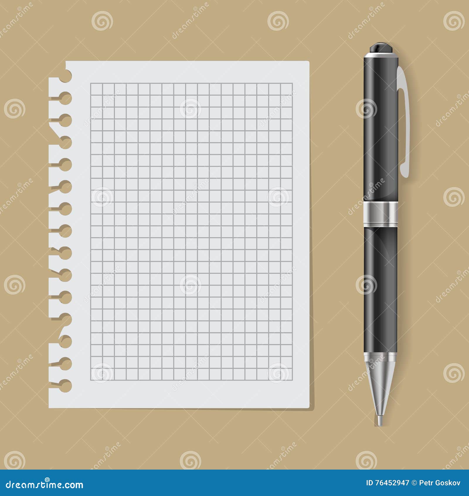 Vector White Paper with Pen Stock Illustration - Illustration of supply ...