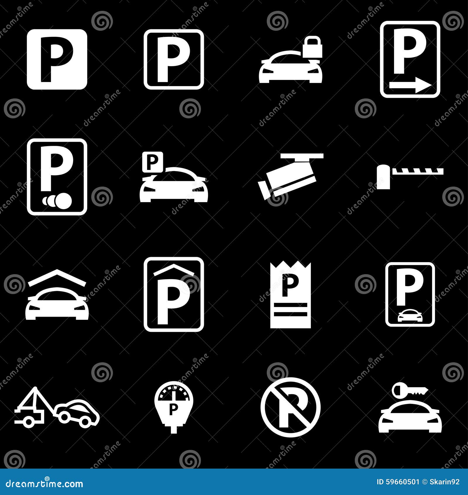Vector White Parking Icon Set Stock Illustration - Illustration of ...