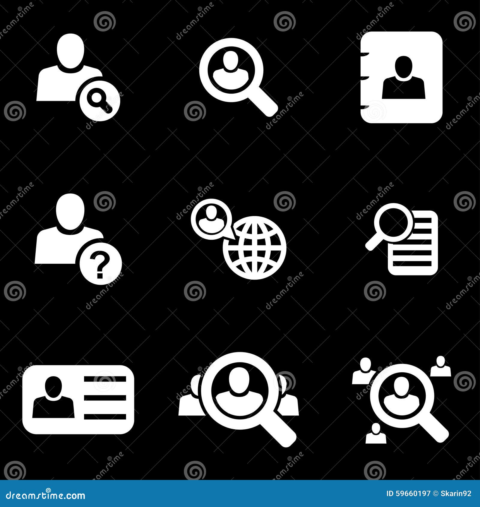 Vector White People Search Icon Set Stock Illustration - Illustration ...
