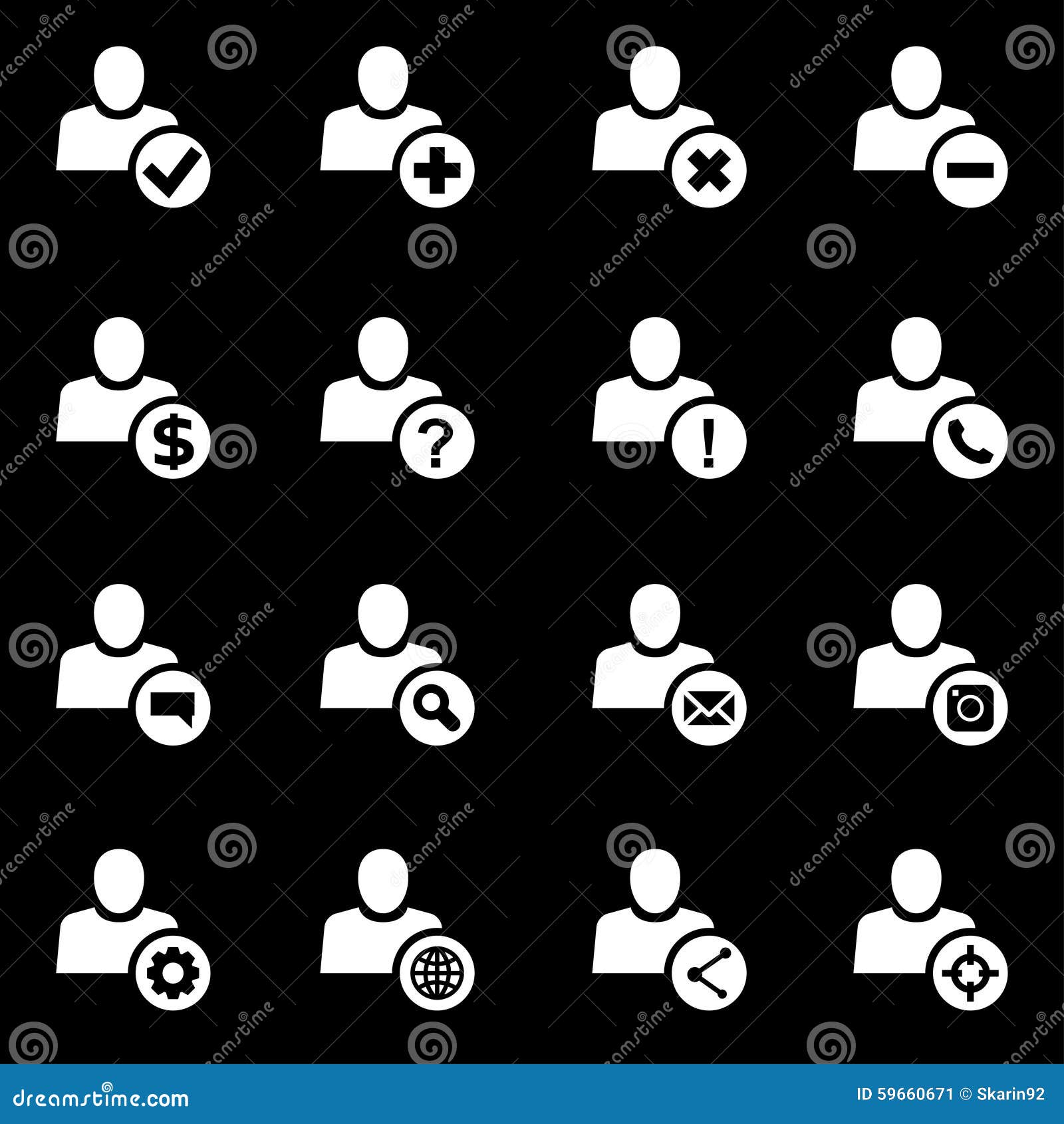 Vector White People Search Icon Set Stock Illustration - Illustration ...