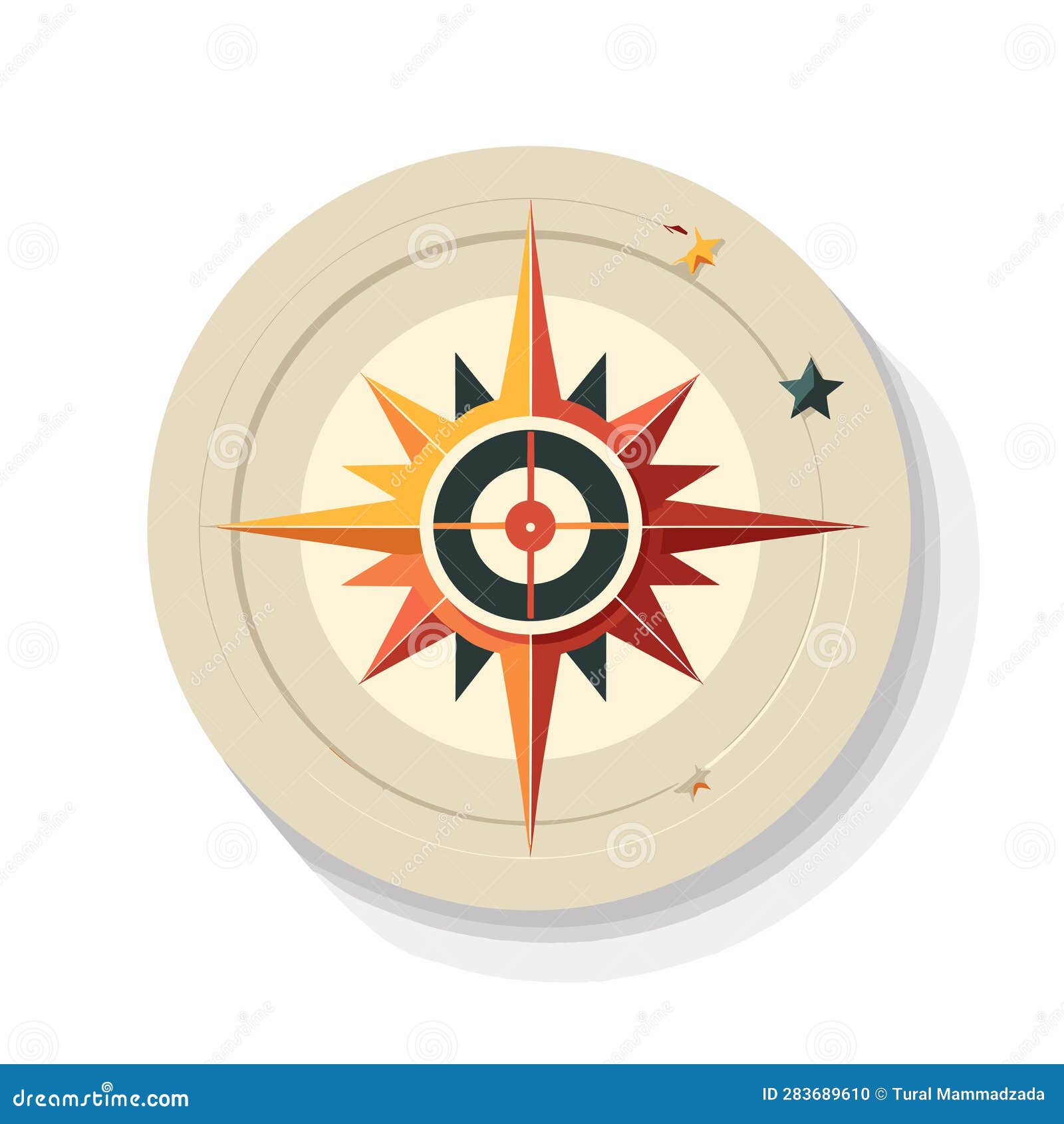 Vector of a White Plate with a Red and Yellow Compass Icon Stock Vector ...