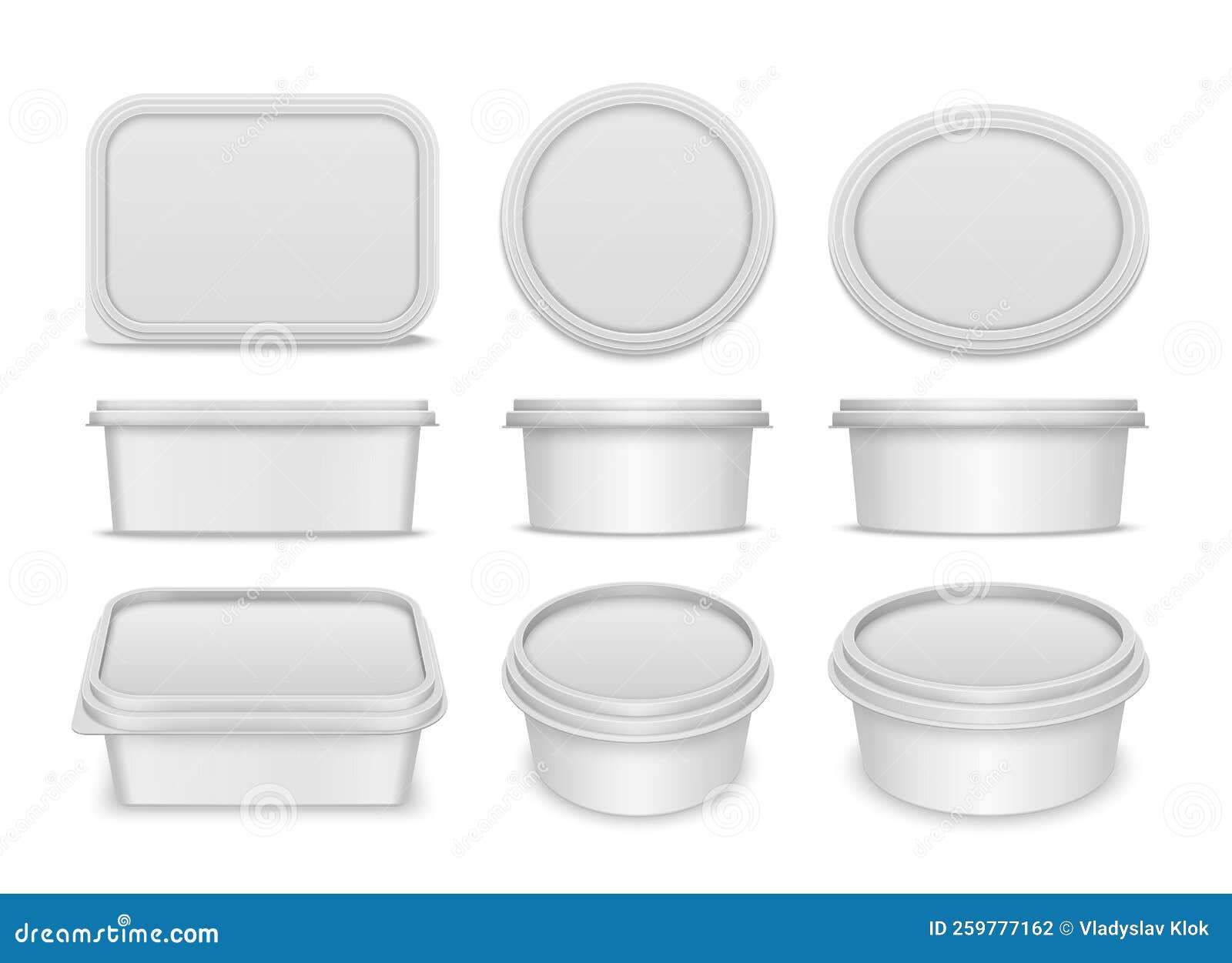 Vector White Rectangular, Round and Oval Containers Stock Vector ...