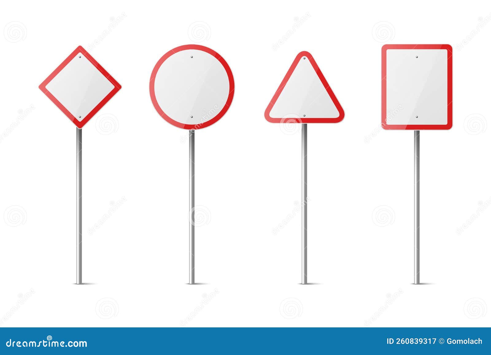 Vector White and Red Warning, Danger Stop Sign Frame Icon Set Isolated ...