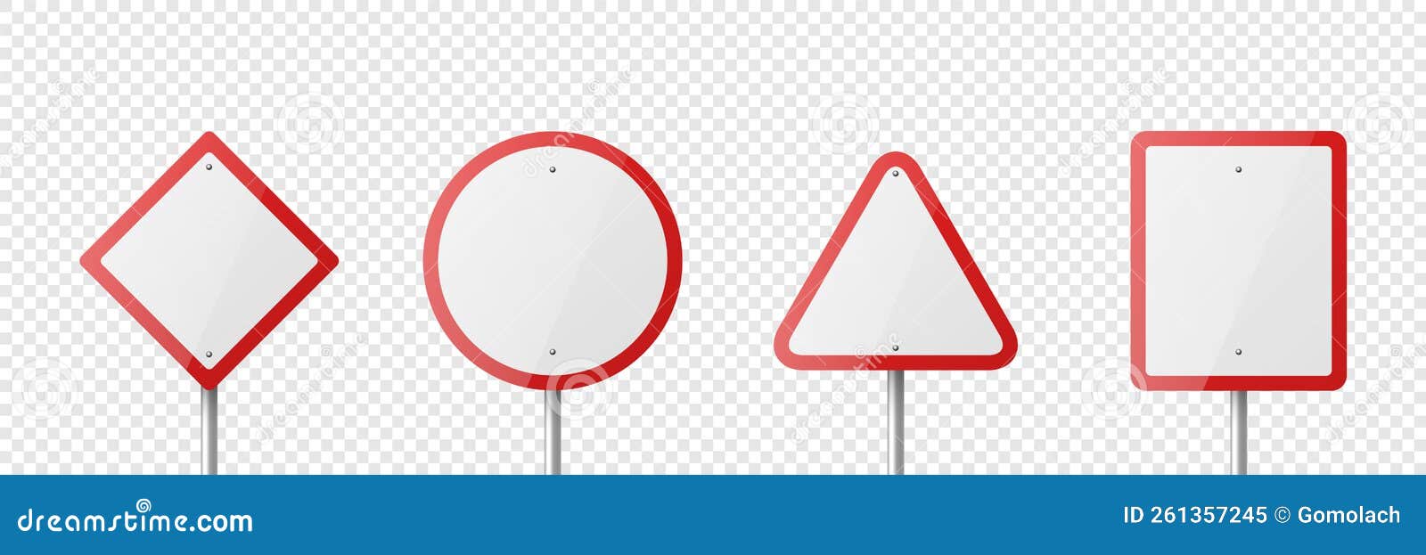 Vector White and Red Warning, Danger Stop Sign Frame Icon Set Isolated ...
