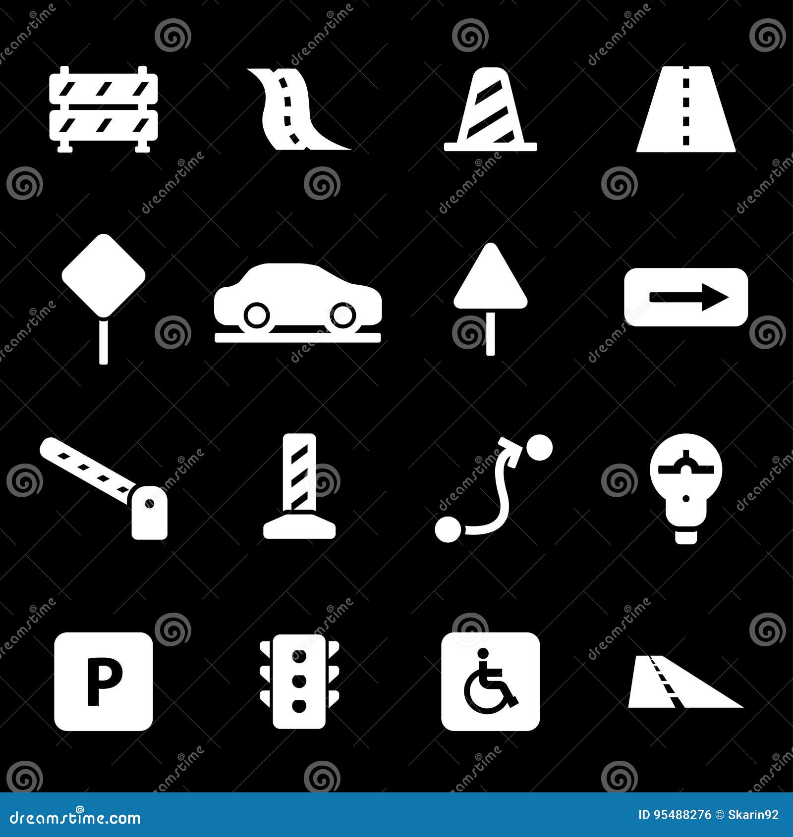 Vector White Road Icons Set Stock Vector - Illustration of drive, path ...
