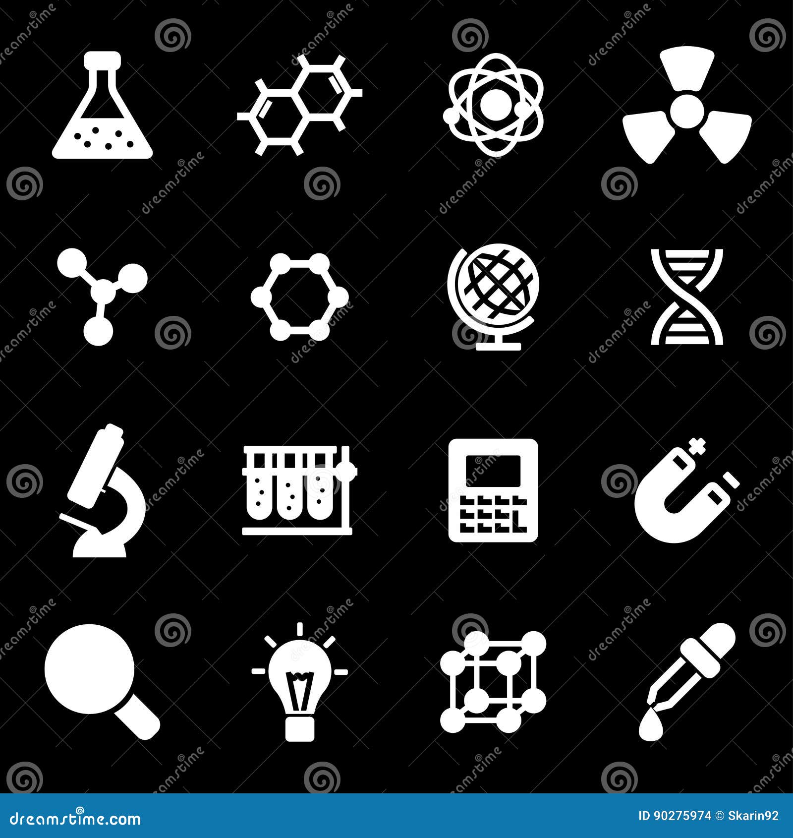 Vector White Science Icons Set Stock Illustration - Illustration of ...