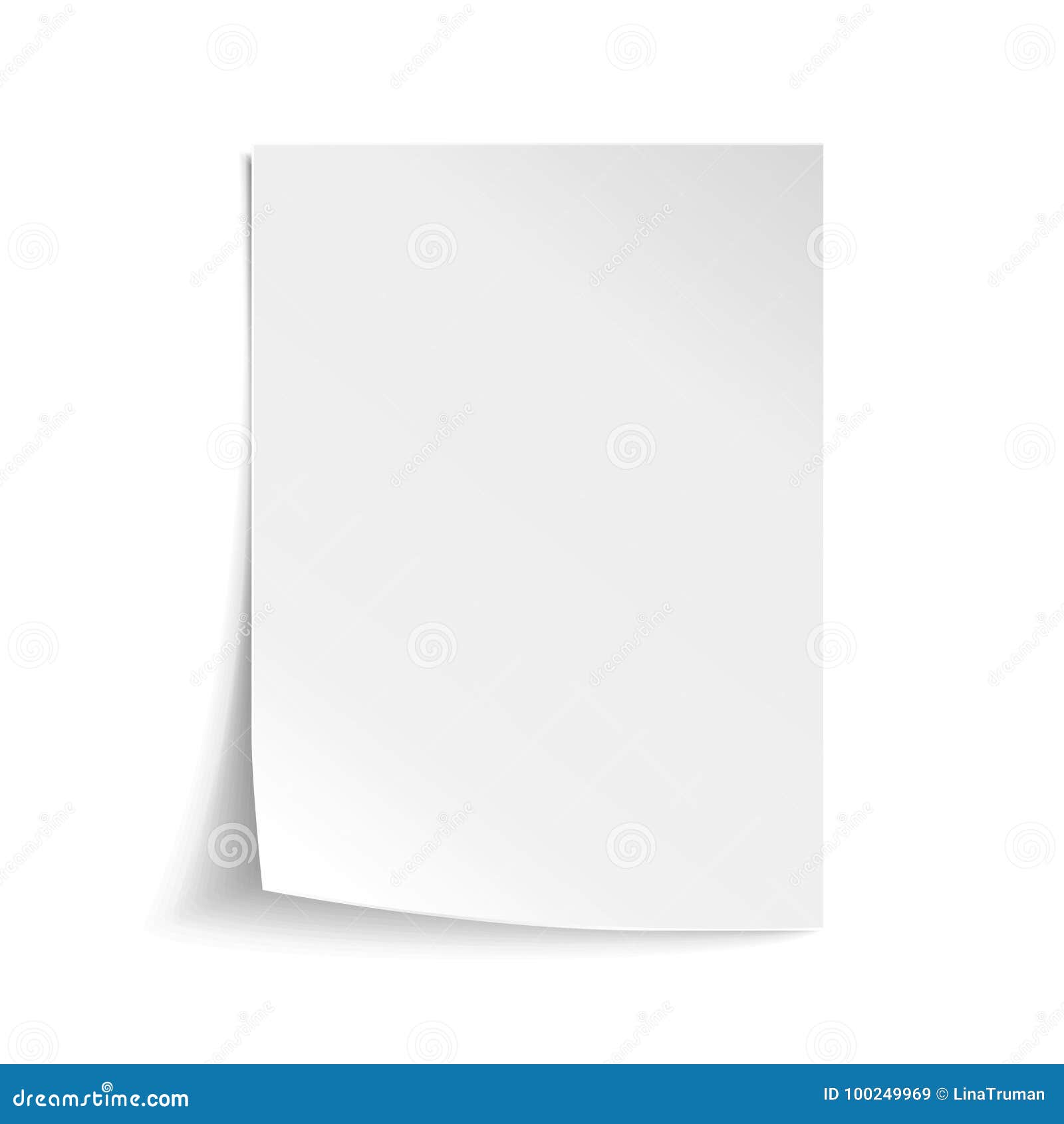 Vector White Sheet Of Paper. Realistic Empty Paper Note Template ...