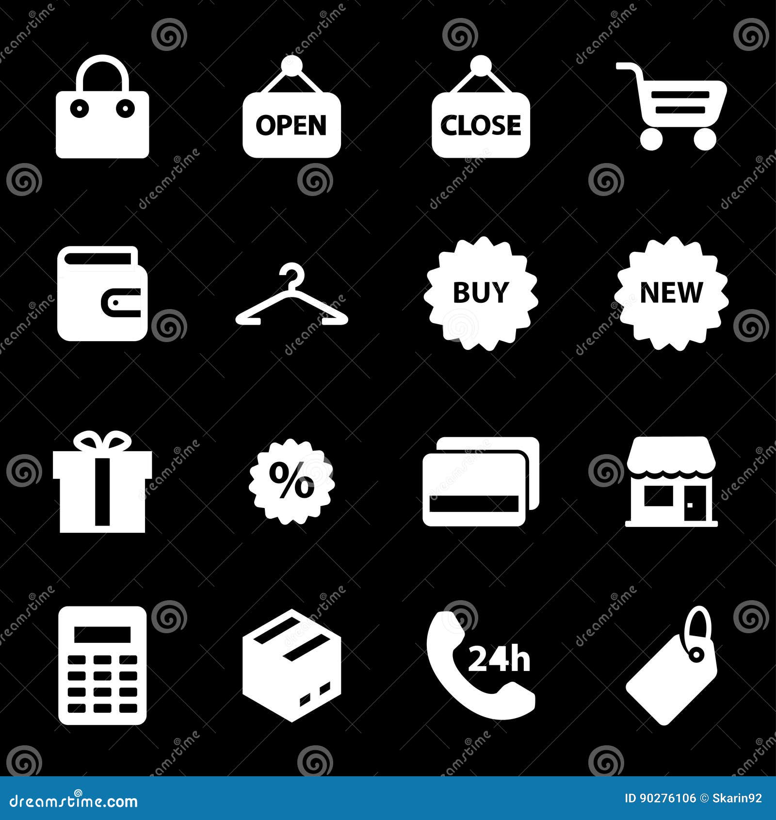 Vector White Shop Icons Set Stock Illustration - Illustration of ...