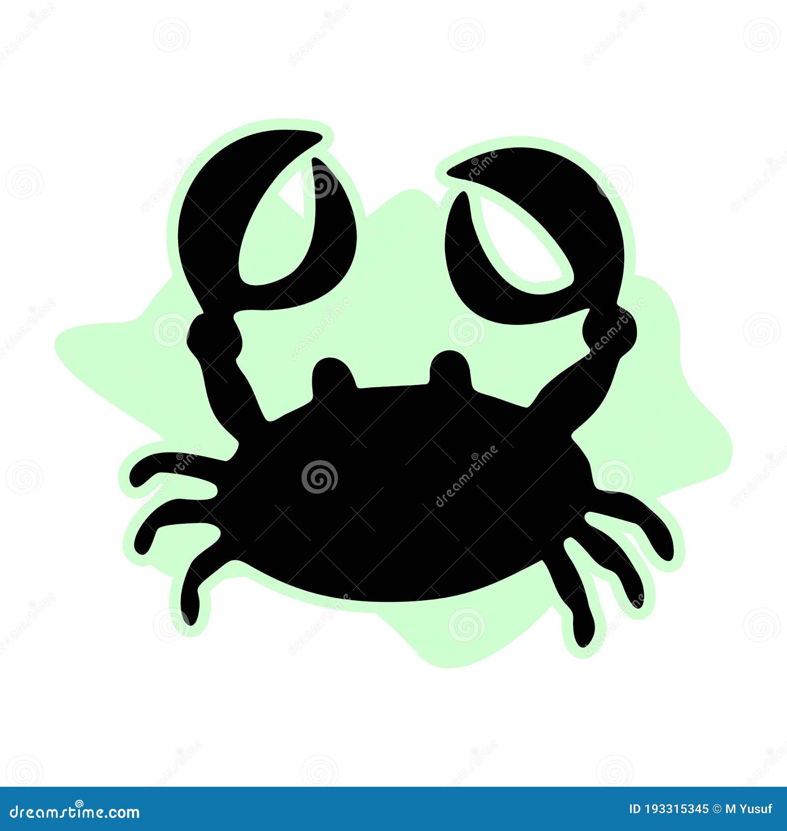 Vector White Silhouette Illustration Of Crab Or Cancer Icon Isolated